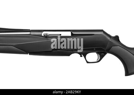 Modern left-handed semi-automatic tactical shotgun isolate on white ...