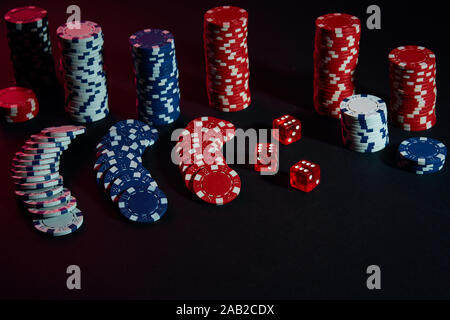 Poker chip spinning on the table. Casino theme. Poker game, poker chips ...