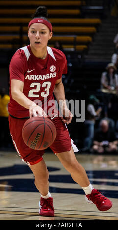Arkansas guard Amber Ramirez drives to the hoop against Kansas State ...