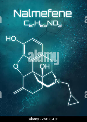 Chemical formula of Nalmefene on a futuristic background Stock Photo ...