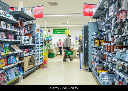 Staff and customers inside Asda Supermarket in Newquay in Cornwall ...