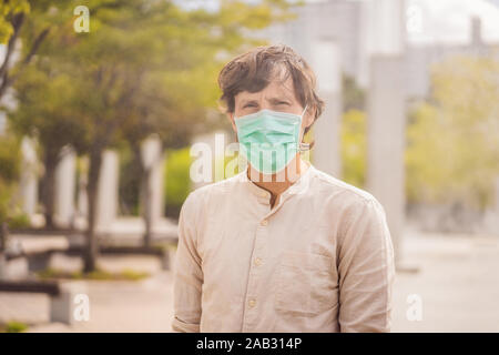 men wearing facial hygienic mask for Safety outdoor. People in masks ...