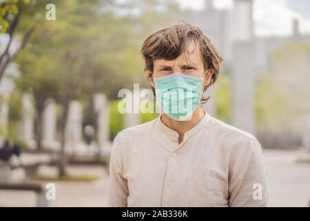 men wearing facial hygienic mask for Safety outdoor. People in masks ...
