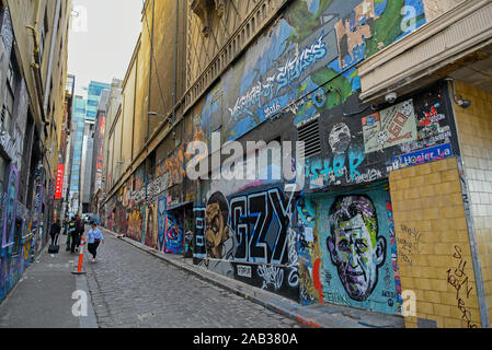 Australia, Melbourne, murals graffiti in the famous Hosier Lane in the ...