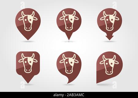 Cow pin map icon. Farm animal Map pointer. Map marker. Graph symbol for ...