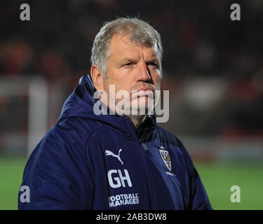 AFC Wimbledon manager, Glyn Hodges and Daniel Csoka at full time during ...