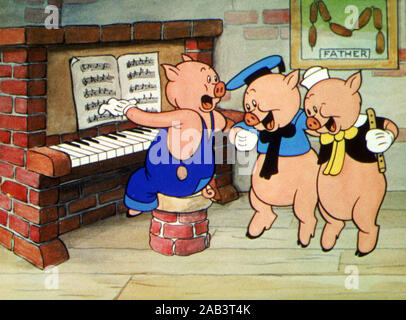 THREE LITTLE PIGS, Walt Disney (left) and composer Frank Churchill with ...