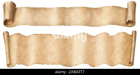 Fantasy paper or parchment scroll banners set isolated Stock Photo - Alamy