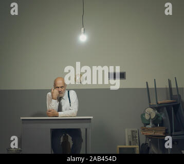 Businessman working on a cluttered and messy desk, top view Stock Photo ...