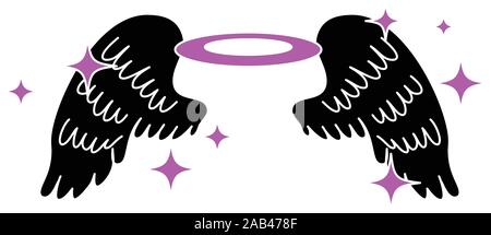 This is a illustration of Cute Angel wings with angel ring Stock Vector ...