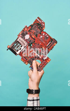 Ecology concept. A man holds a sign inside which the inscription ...