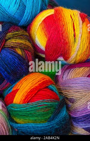 Balls of wool in various colors Stock Photo - Alamy