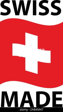 Swiss made product label. Switzerland quality flag vector sticker icon ...