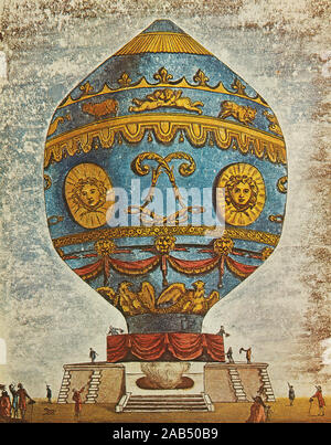 Montgolfier balloon in France, the first practical hot-air ascent Stock ...