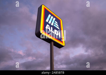 Neon sign for a grocery store Stock Photo - Alamy