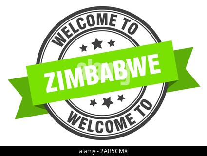 Zimbabwe sign. welcome to Zimbabwe green sticker Stock Vector Image ...