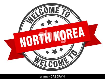 welcome to North Korea red round vintage stamp Stock Vector Image & Art ...