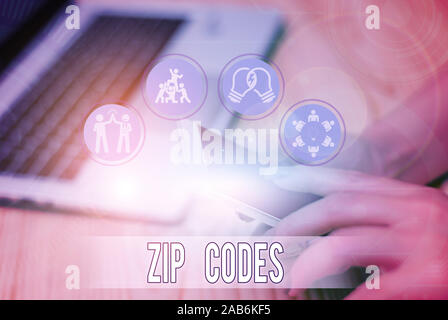 Handwriting text writing Zip Codes. Conceptual photo numbers added to a ...