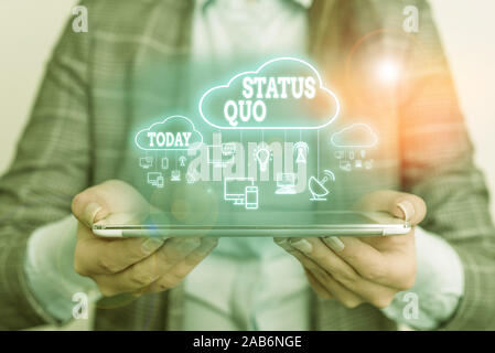 Text sign showing Status Quo. Business photo text existing state of ...