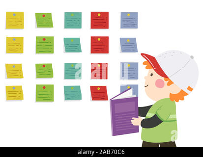 kid using sticky notes Stock Photo - Alamy