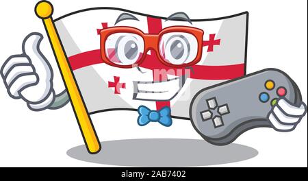 Cute cartoon Georgia state character clipart. Illustrated map of state ...