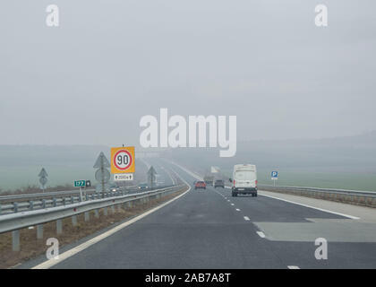 January 29, 2019 - Bulgaria - Bulgarian highway with cars and truck ...