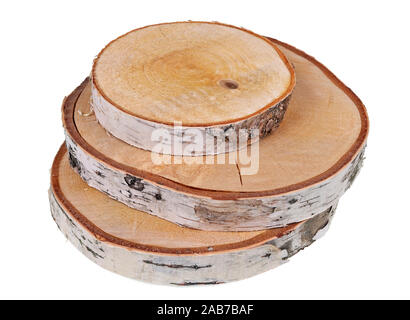 Young birch log cross section, isolated on blurry background Stock ...