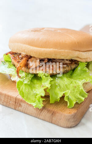 Delicious salmon tartar on dark wooden background, closeup Stock Photo ...