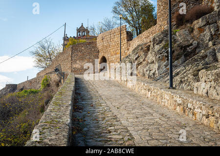 Entrance to the castle of Montanchez, in Caceres, Extremadura, Spain ...