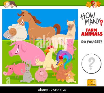 count cartoon animals educational game coloring page Stock Vector Image ...