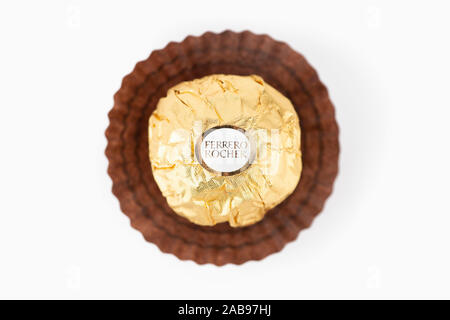 Ferrero Rocher chocolate on a white background Stock Photo - Alamy
