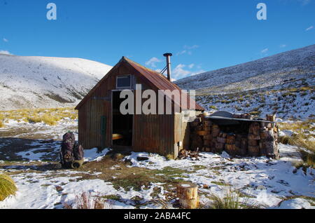 Camp Stream Hut snow. Te Araroa Trail. Two Thumb Track. Te Kahui ...