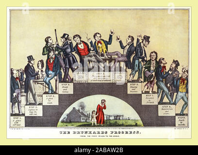 The Drunkard's Progress, from the First Glass to the Grave Stock Photo ...