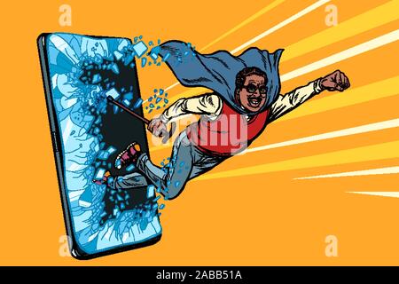 phone smartphone broken screen. Comic cartoon pop art retro vector ...