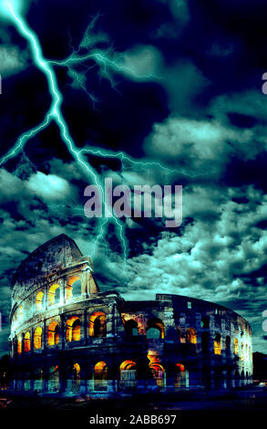 lightning over the Colosseum in Rome Stock Photo - Alamy