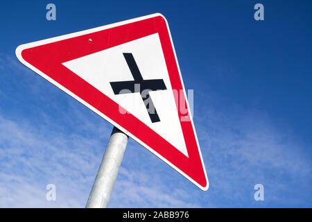 German road sign: uncontrolled intersection ahead Stock Photo - Alamy