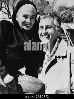 JEAN SIMMONS and husband Stewart Granger about 1956 at their ranch home ...