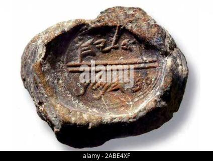 6517. Clay Bulla inscribed in Hebrew: ‘Gedaliahu ben Ahicam the King’s ...