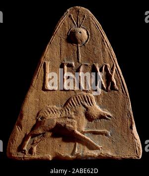 6533. Roman roof tile antefix inscribed ‘Twentieth Legion’, depicting a ...
