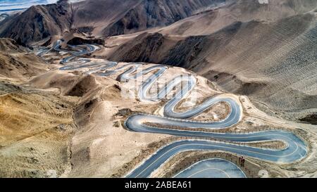 Aerial view of the road, commonly known as Panlong Road, in the ...
