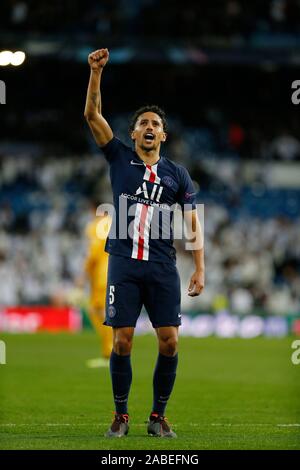 Marquinhos of Paris Saint-Germain celebrates his goal with Neymar Jr of ...