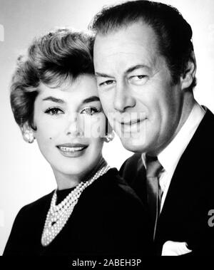 From left, Kay Kendall, Rex Harrison, arriving in London for Kendall's ...