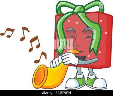 gift box present with trumpet instrument vector illustration design ...