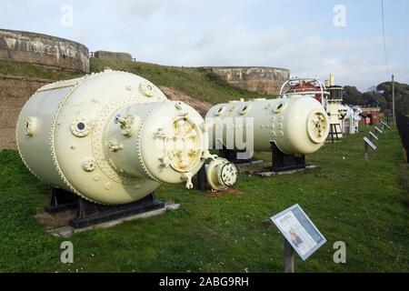 Diving equipment display; divers compression / decompression chamber is ...