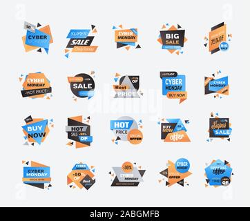 Sale banners design. Cyber monday sale inscription design template ...