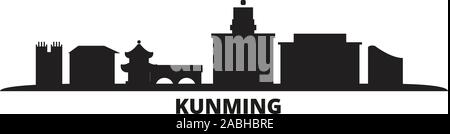 China, Kunming tourism landmarks, vector city travel illustration Stock ...