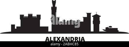 Egypt, Alexandria city skyline isolated vector illustration, icons ...