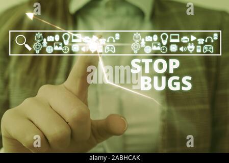 Handwriting text Stop Bugs. Conceptual photo Get rid an insect or ...