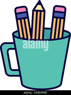 green cup with pencils supplies icon vector illustration Stock Vector ...