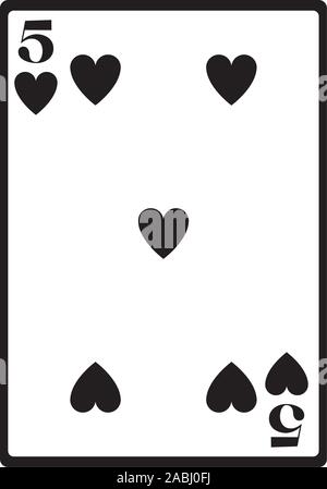 Five of hearts card flat white icons on round color backgrounds. 17 ...